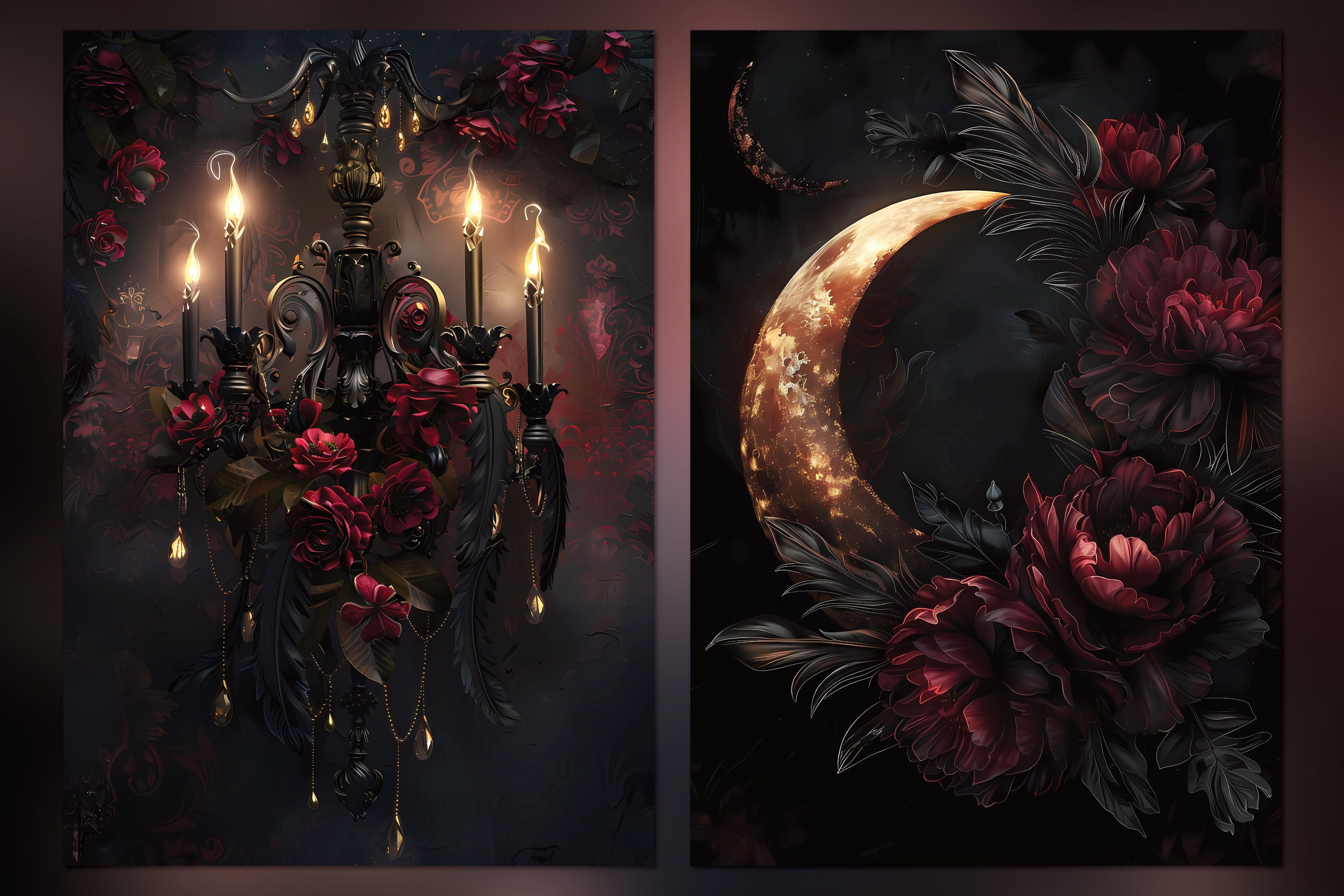 Luxurious Dark Gothic Fantasy Printable Digital Papers for Junk ...