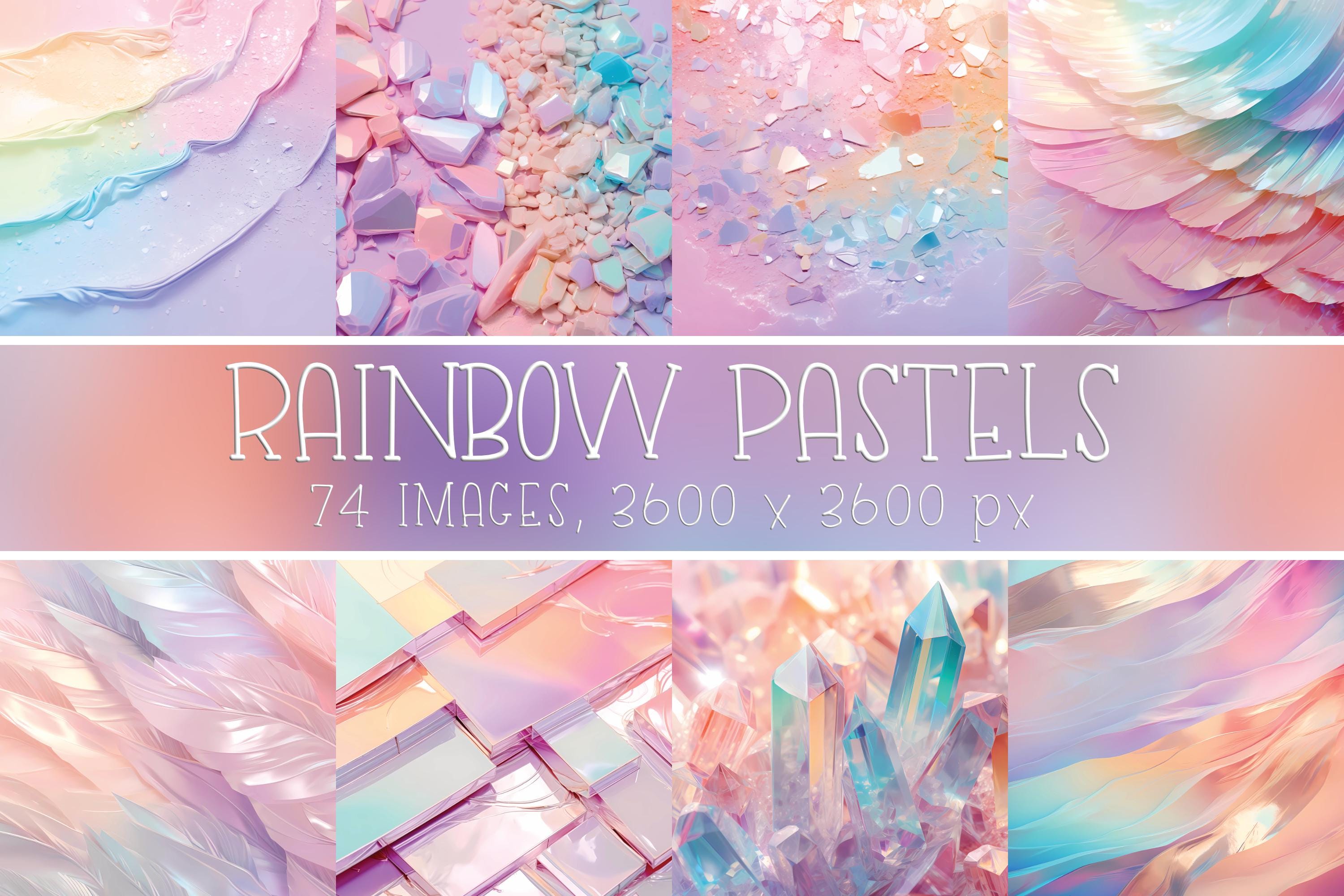 Rainbow Pastel Background Bundle I Printable Digital Papers Set I ...