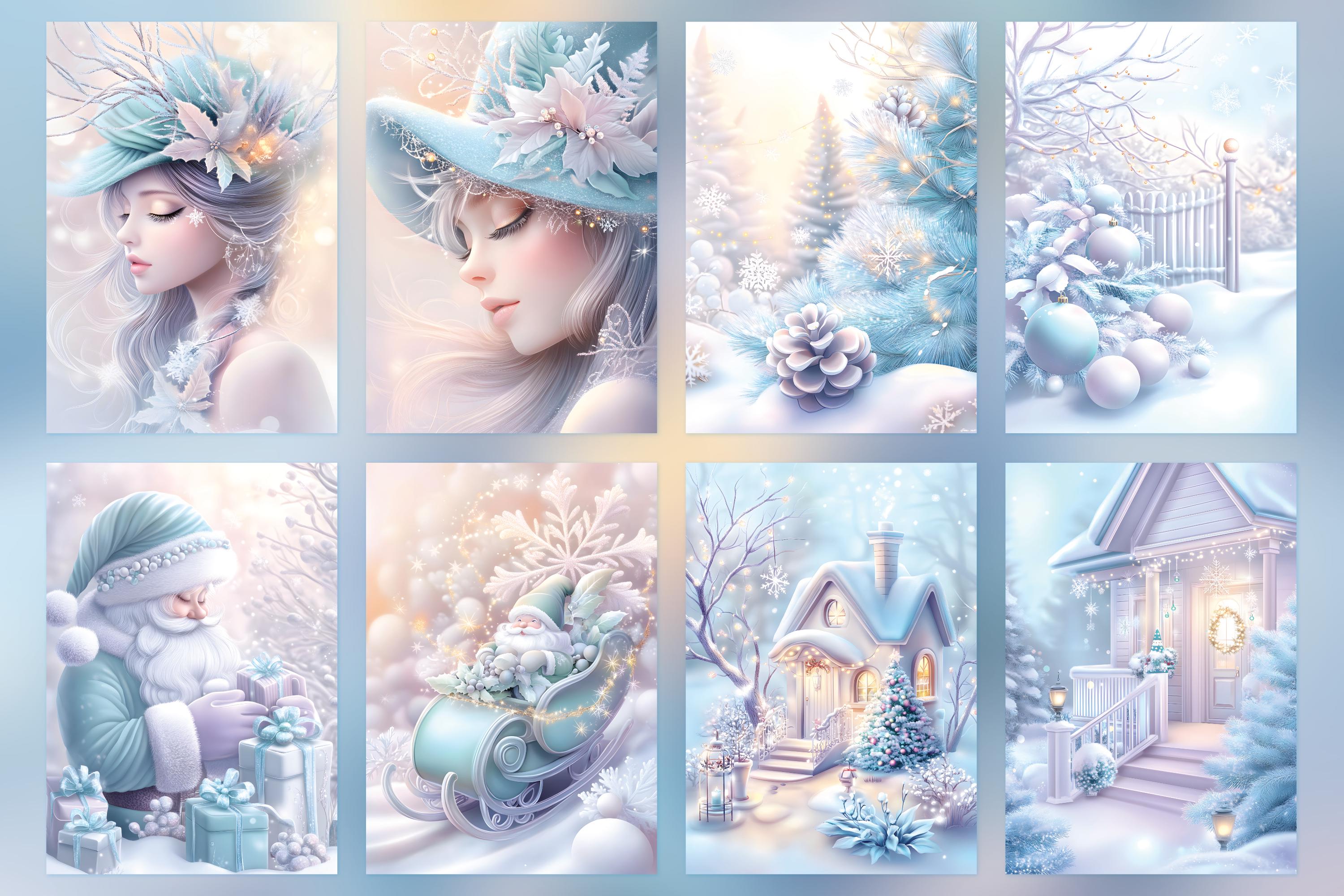 Light Blue Christmas Digital Paper: Winter Holiday Scrapbook & Crafts ...