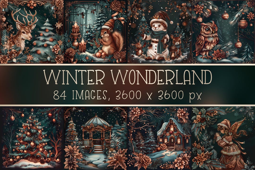 Winter Wonderland Digital Paper Pack, Christmas Forest (digital ...