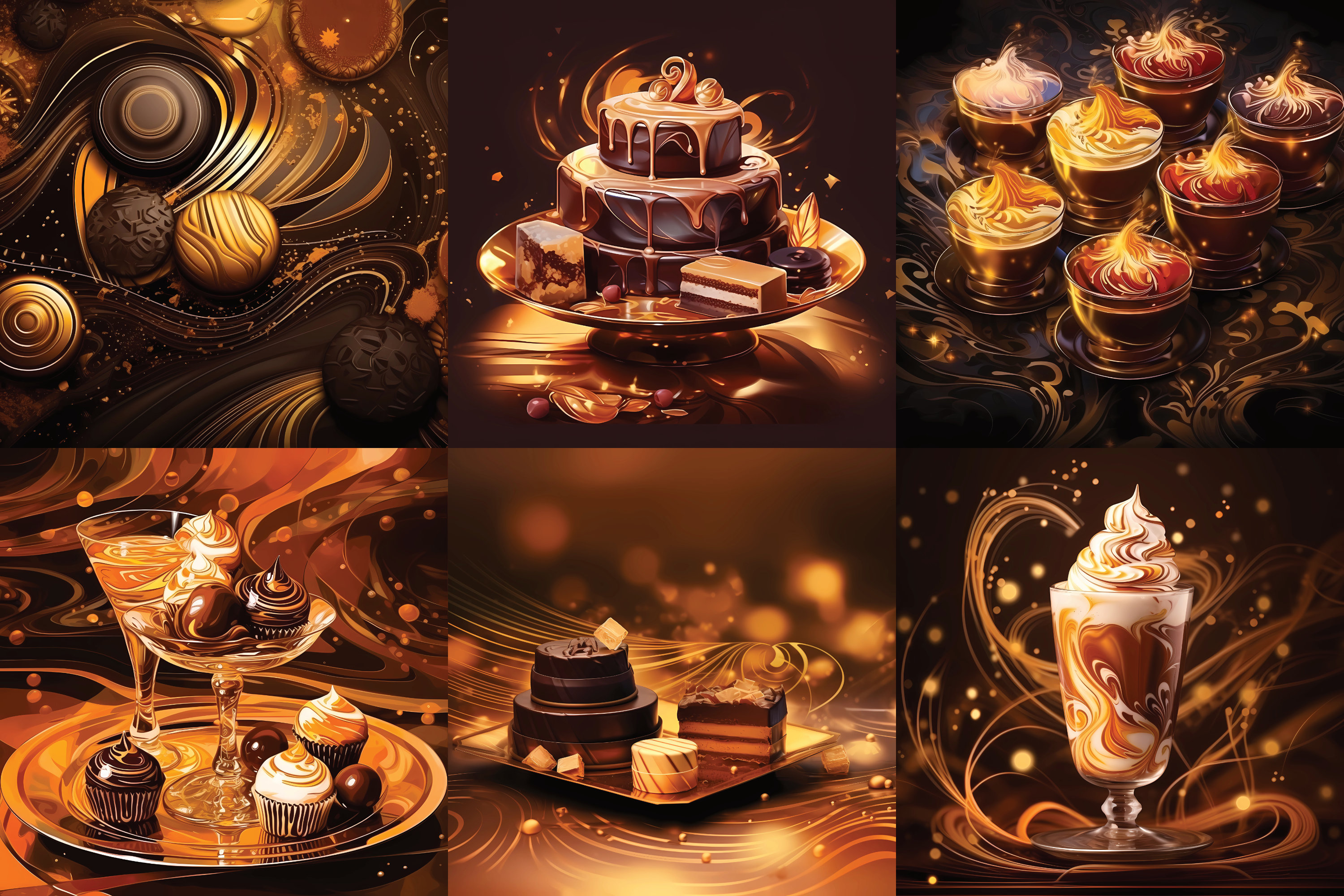 Chocolate Desserts Printable Digital Papers for Scrapbooking, Journals ...