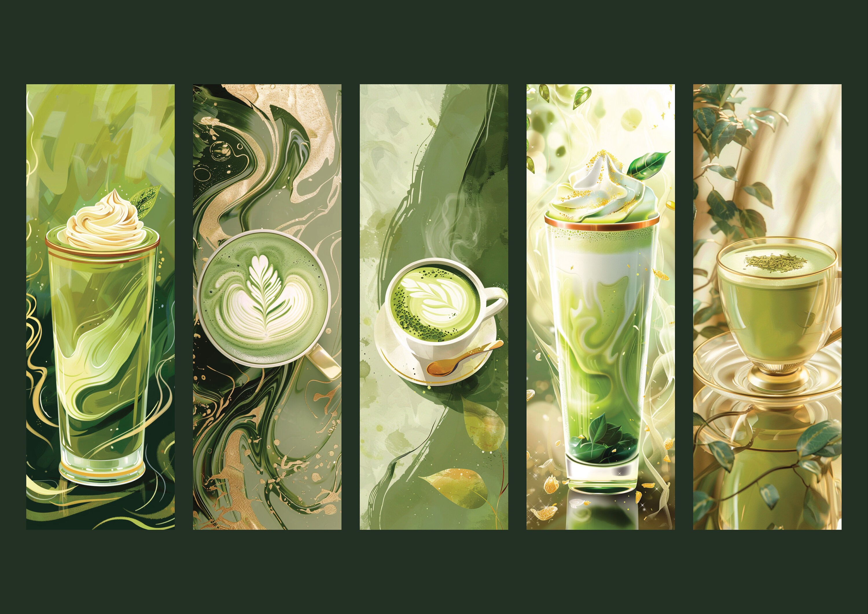 Matcha Tea Printable Bookmarks Set for Book Lovers, Readers, Gift for ...