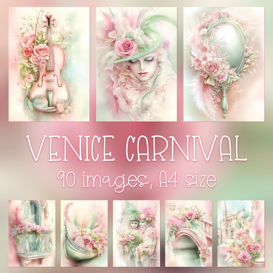 Venice Carnival Junk Journal Pages: Vintage Masquerade Paper (digital ...