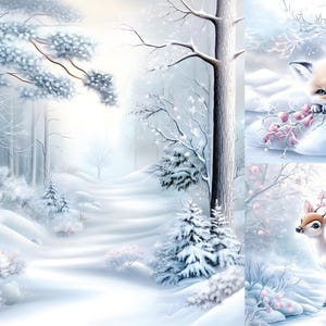 Frosted Winter Christmas Digital Paper Bundle: Card Making, Scrapbook ...