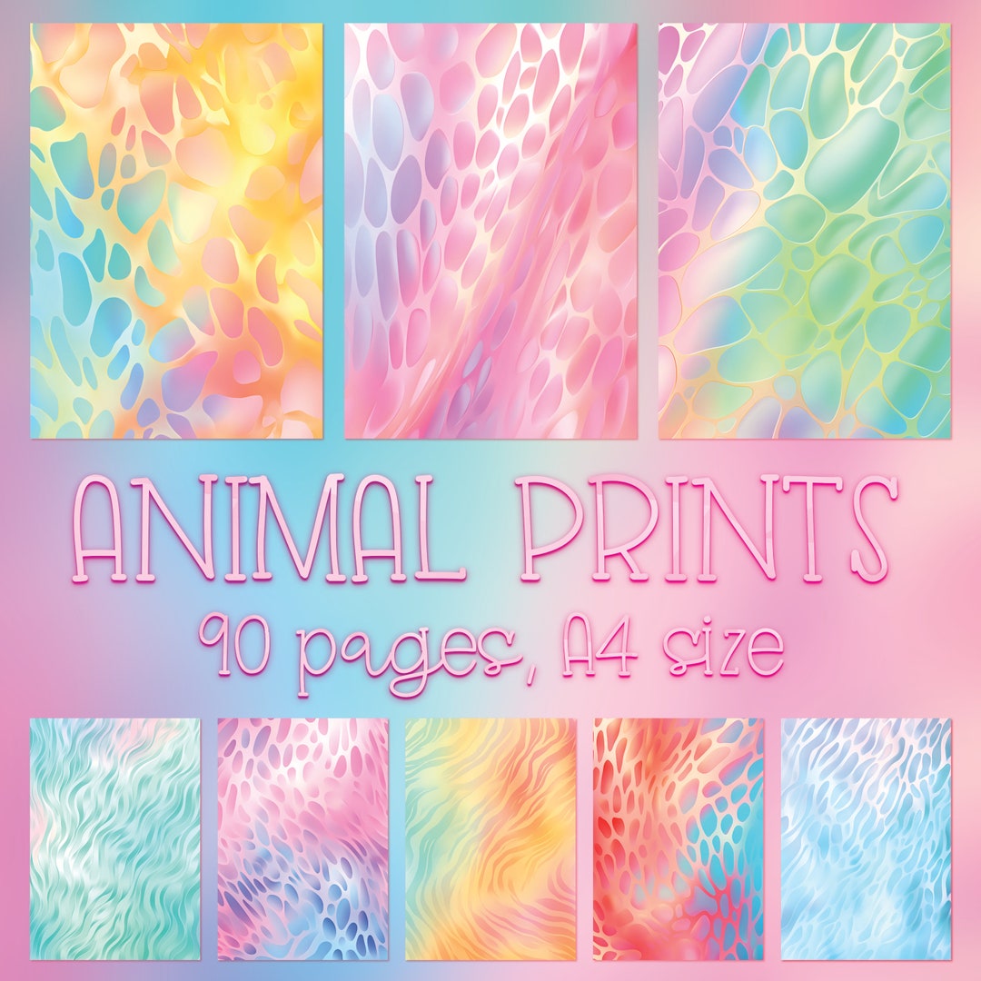 Pastel Animal Print Pattern Printable Digital Papers for Junk Journals ...