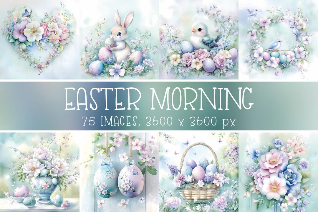 Watercolor Easter Digital Paper Bundle: Pastel Spring Designs (digital ...