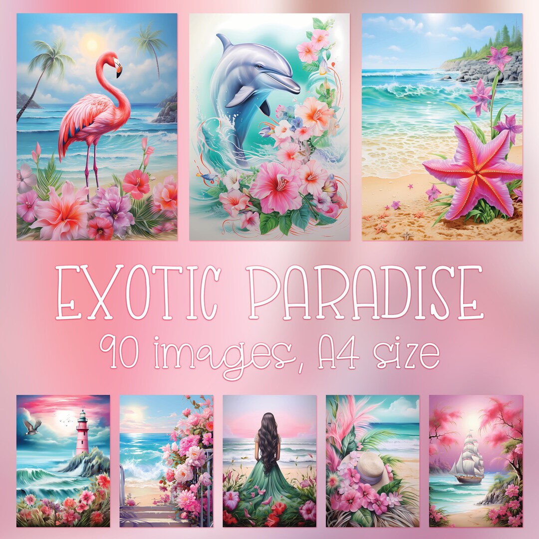 Exotic Tropical Beach Printable Digital Paper Downloads for Prints ...