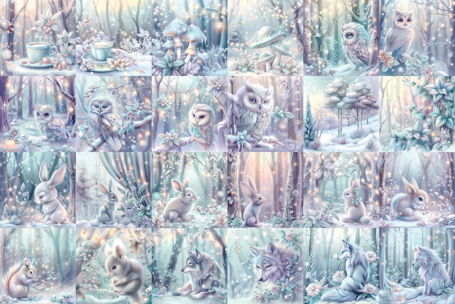 Enchanted Winter Forest Printable Digital Paper Downloads for ...