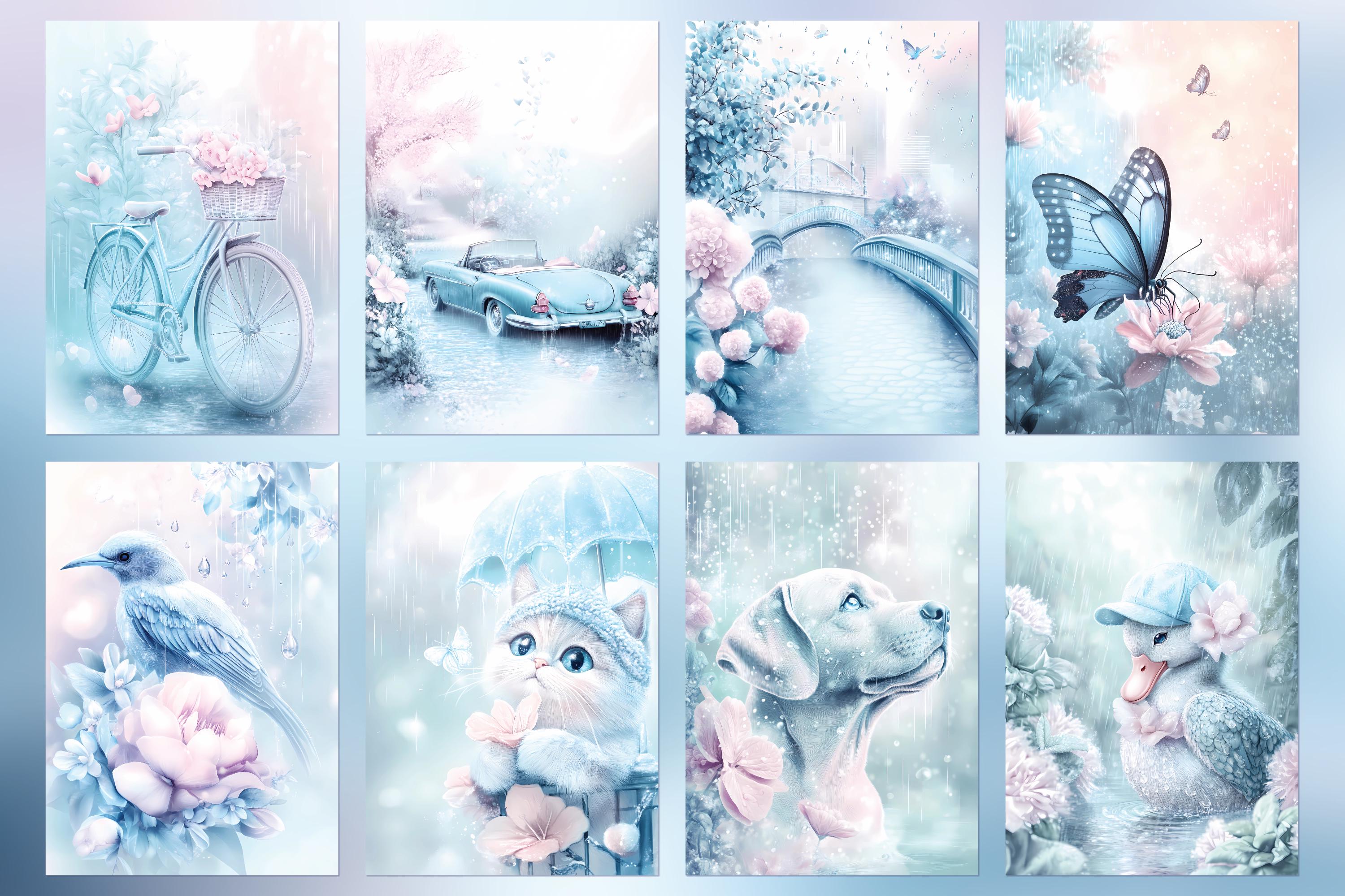 Rainy Day Junk Journal Pages | Printable Digital Paper Kit for Crafts ...