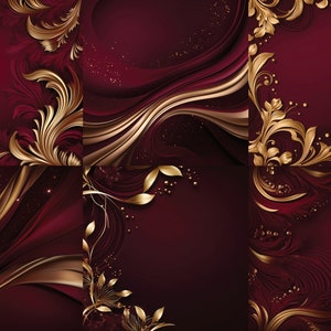 Burgundy Gold Digital Paper: 50 Opulent Textures (PNG, 3600x3600 Px) - Etsy