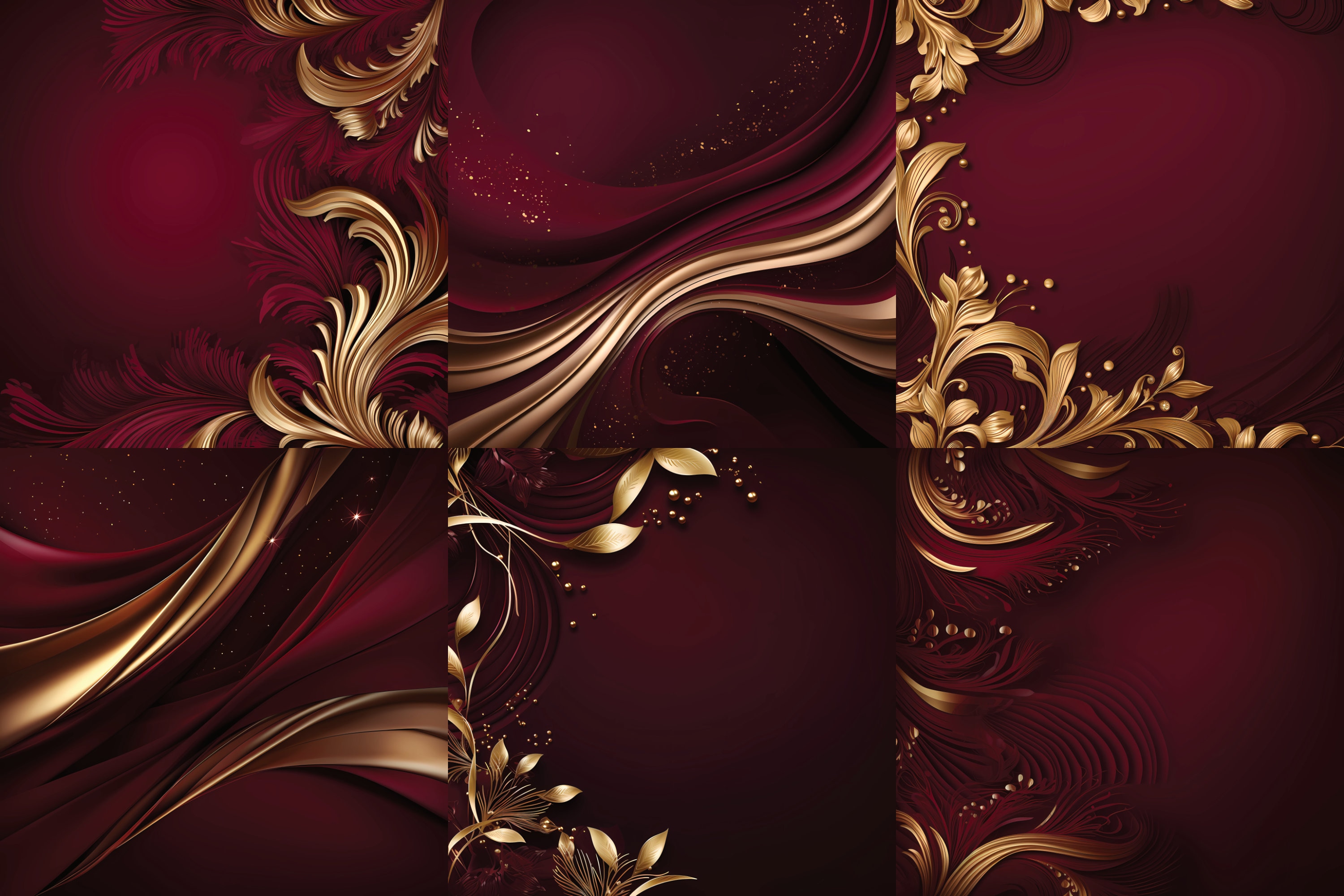 Burgundy Gold Digital Paper: 50 Opulent Textures (PNG, 3600x3600 Px) - Etsy