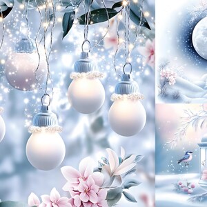 Frosted Winter Christmas Digital Paper Bundle: Card Making, Scrapbook ...