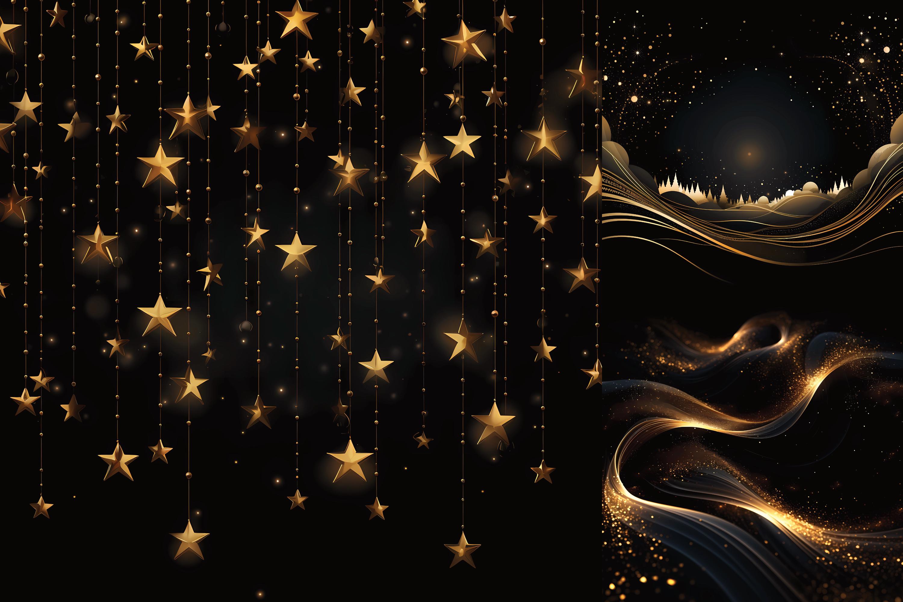 Black Gold Christmas Digital Papers: Luxurious Holiday Backgrounds ...