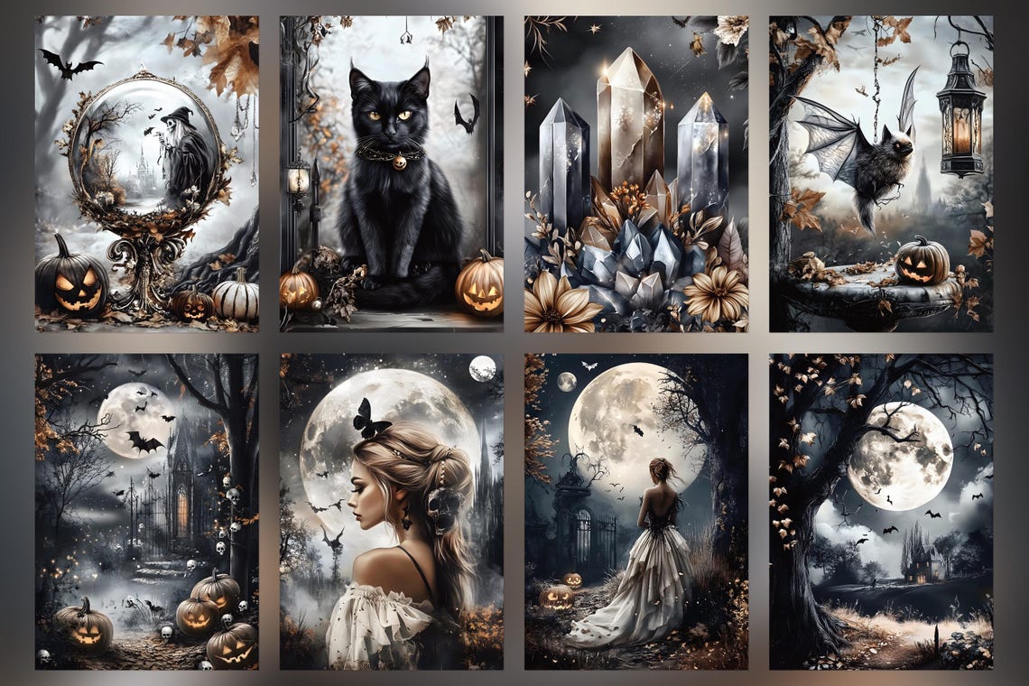 Grunge Halloween Digital Paper: Spooky Junk Journal Pages, Creepy ...