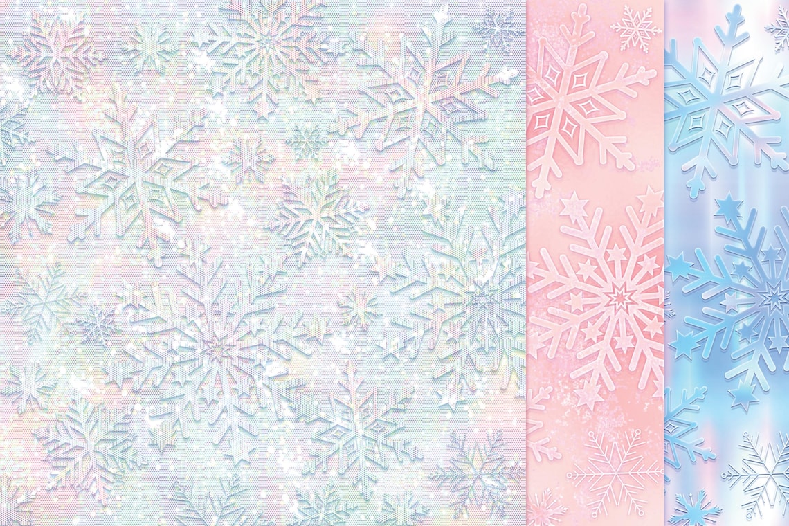 Pastel Snowflake Pattern Digital Papers: Christmas Winter Background ...