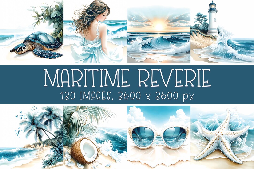 Maritime Digital Paper Bundle, Coastal Backgrounds, Beach Wall Art ...