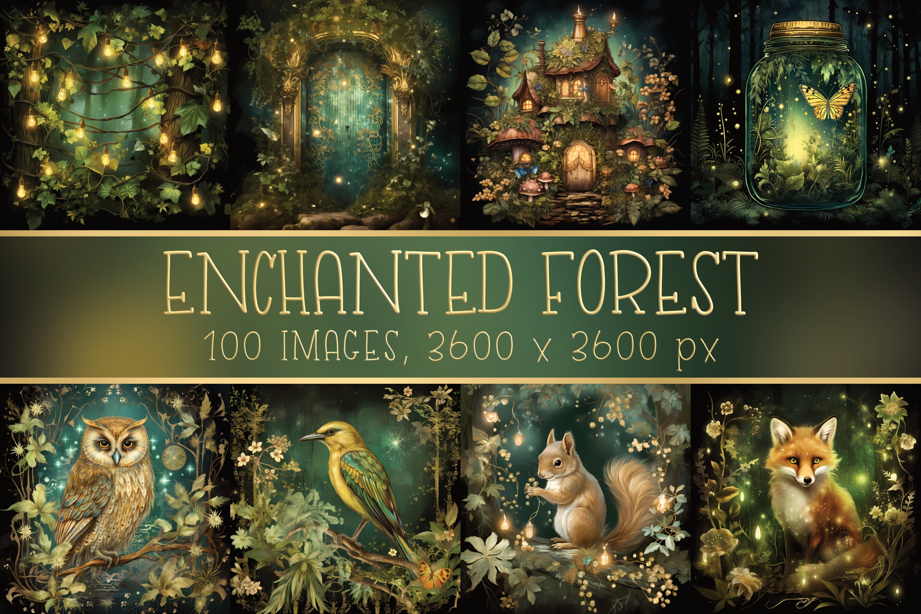 Enchanted Forest Printable Digital Papers for Scrapbooking, Ephemera ...