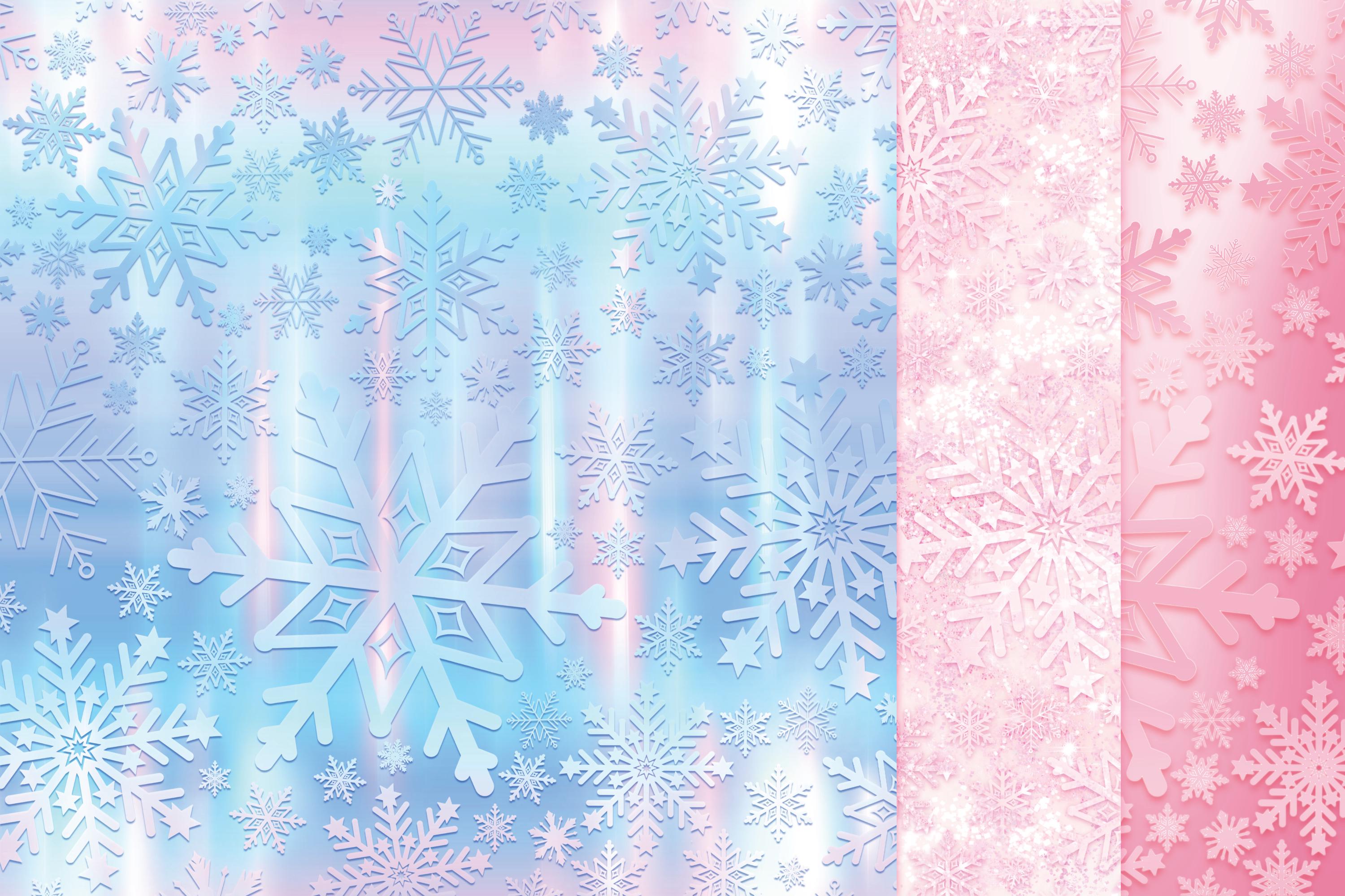 Festive Snowflake Digital Papers, Pastel Winter Patterns, Holiday ...