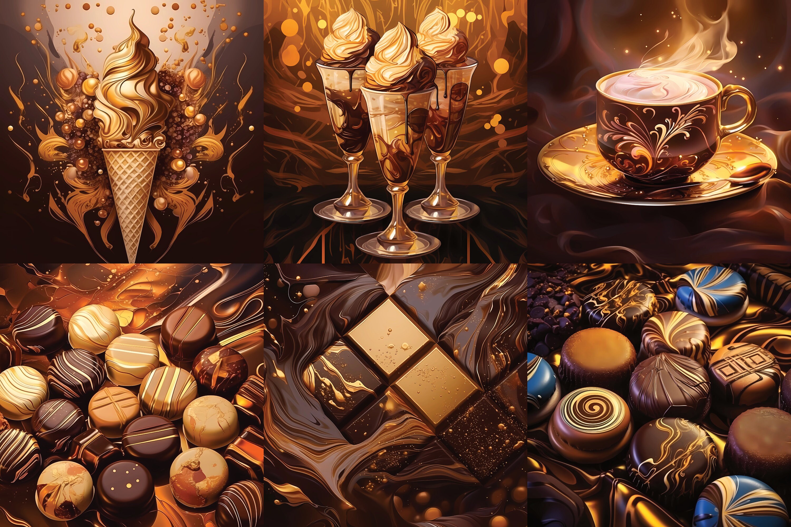 Chocolate Desserts Printable Digital Papers for Scrapbooking, Journals ...