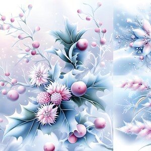 Frosted Winter Christmas Digital Paper Bundle: Card Making, Scrapbook ...