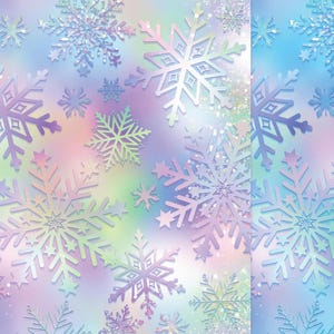 Pastel Snowflake Pattern Digital Papers: Christmas Winter Background ...