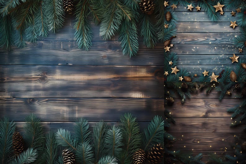 Rustic Christmas Wood Backgrounds, Holiday Digital Paper Set (instant ...