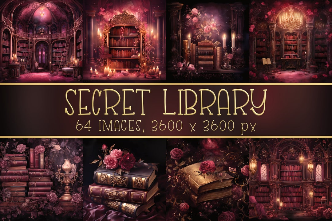 Burgundy Secret Library Digital Paper: Books & Ephemera (JPG Files) - Etsy