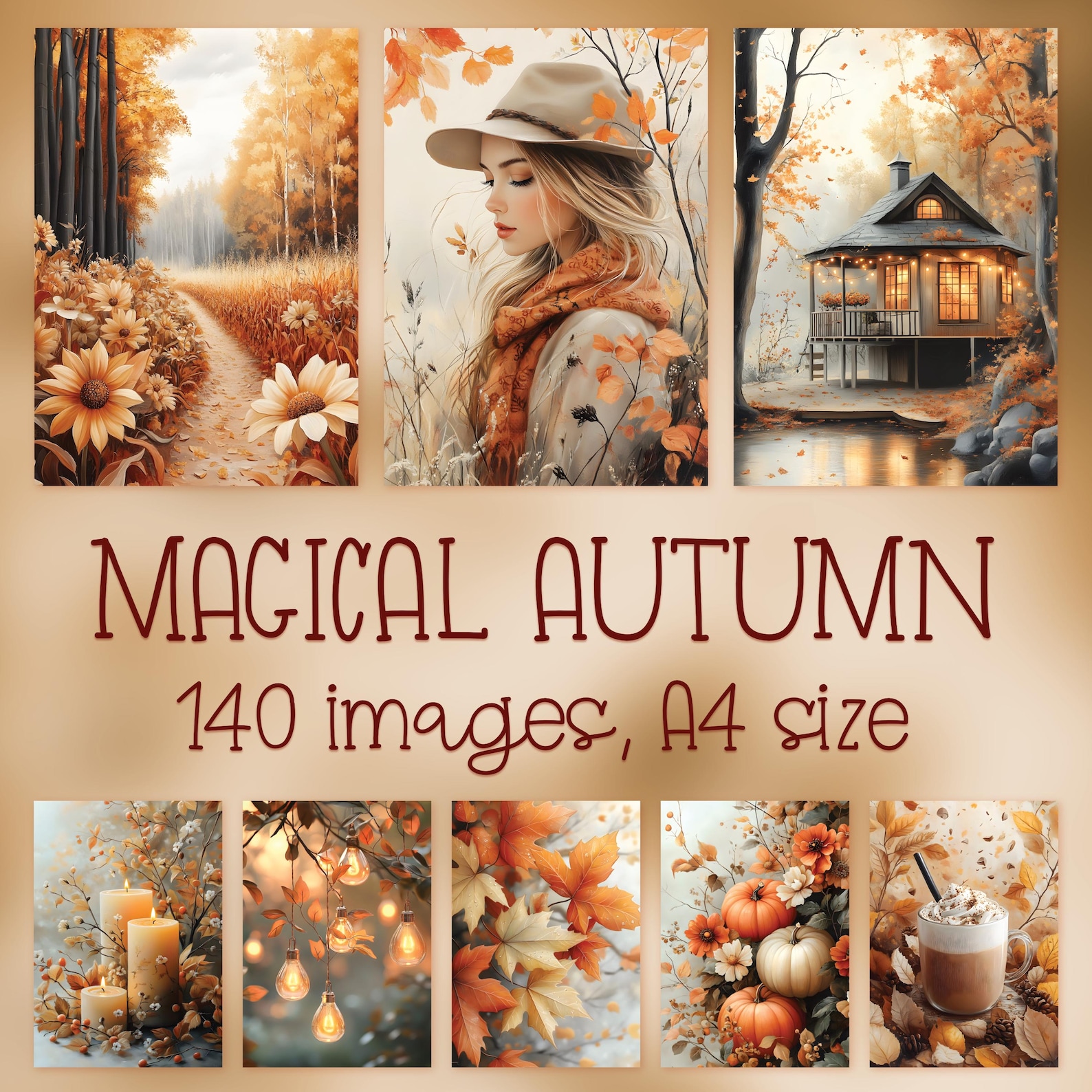 Autumn Digital Paper Set: 140 Fall Scrapbooking Designs (A4, 300 DPI ...