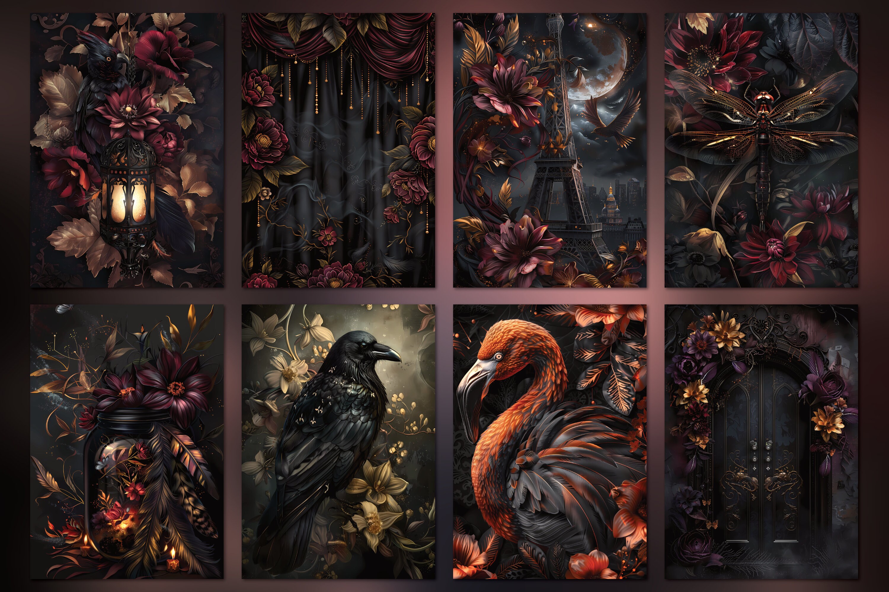 Luxurious Dark Gothic Fantasy Printable Digital Papers for Junk ...
