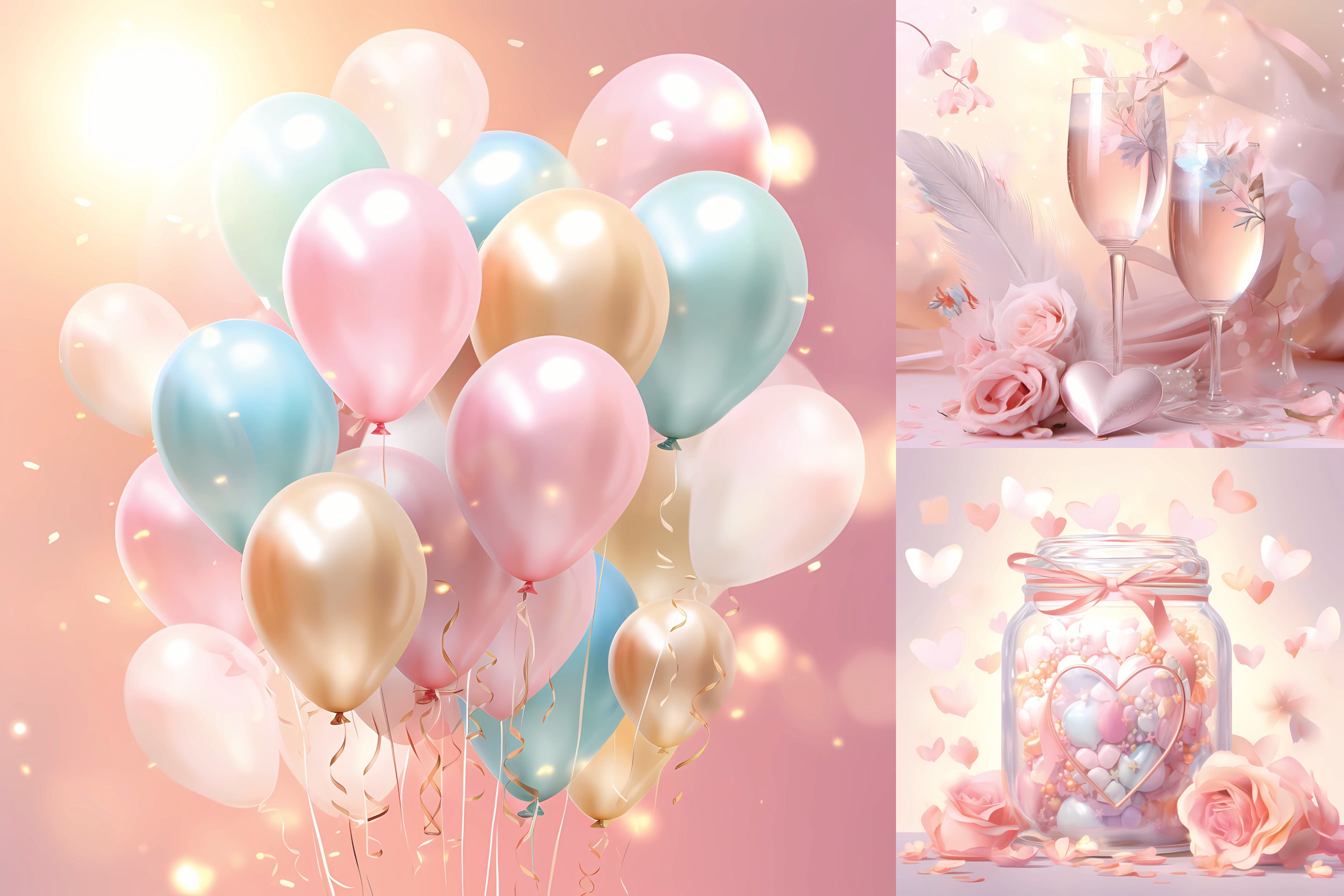 Pastel Happy Birthday Anniversary Celebration Printable Digital Paper ...