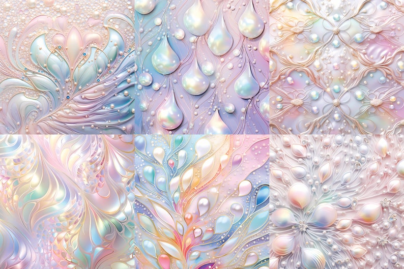 Pastel Iridescent Pearl Background Printable Digital Papers for ...