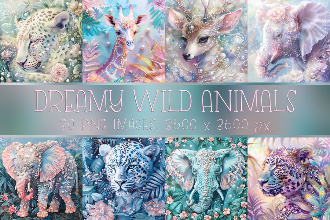 Dreamy Wild Animal Printable Digital Papers for Sublimation ...