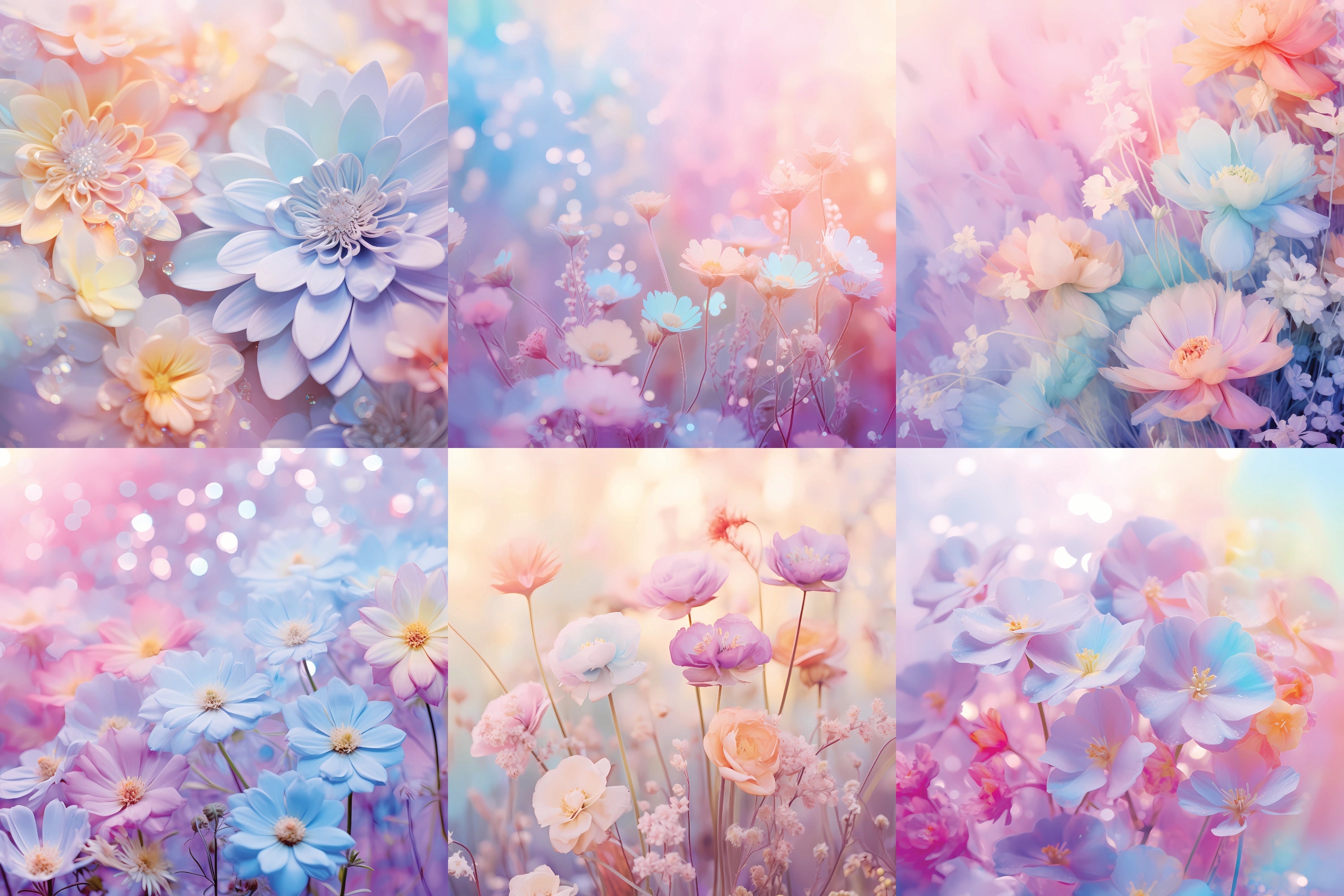 Dreamy Flowers Pastel Floral Printable Digital Papers for Scrapbooking ...