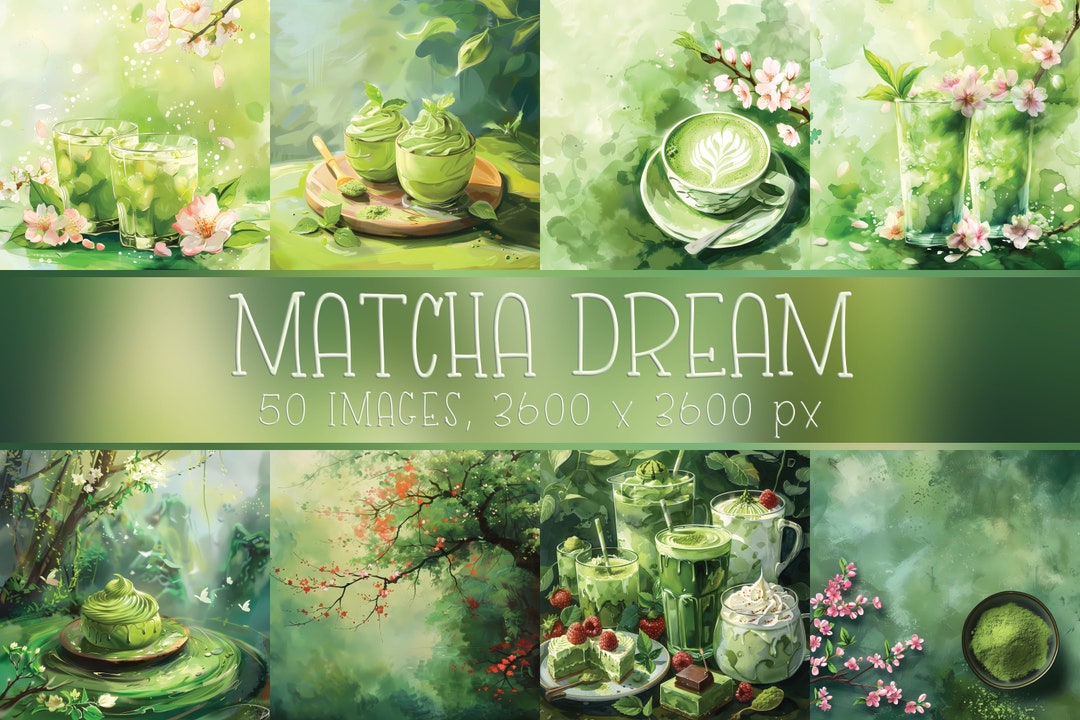 Elegant Matcha Printable Digital Paper Pack for Wall Art, Crafts ...