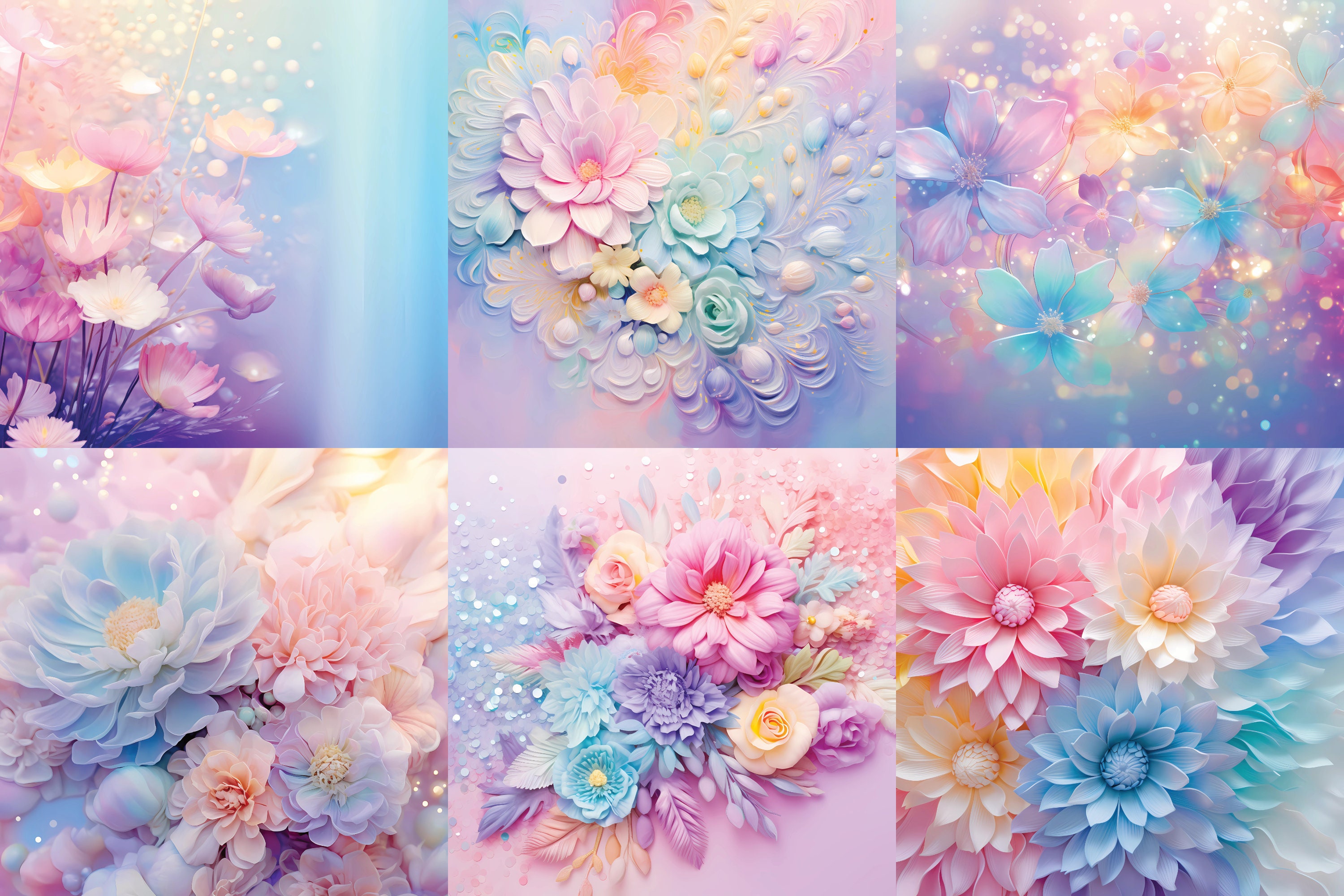 Dreamy Flowers Pastel Floral Printable Digital Papers for Scrapbooking ...