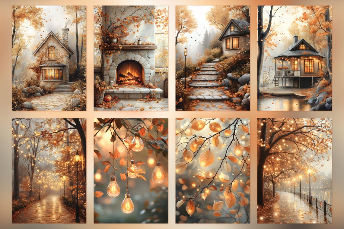 Autumn Digital Paper Set: 140 Fall Scrapbooking Designs (A4, 300 DPI ...