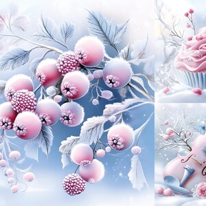 Frosted Winter Christmas Digital Paper Bundle: Card Making, Scrapbook ...