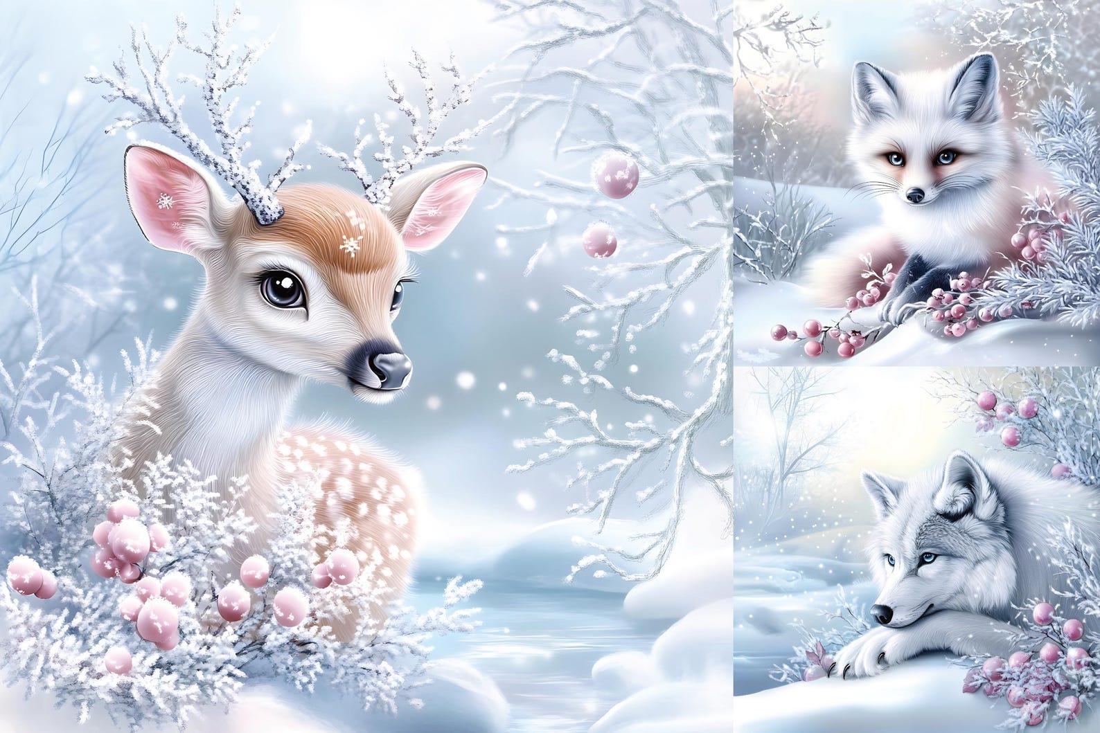 Frosted Winter Christmas Digital Paper Bundle: Card Making, Scrapbook ...