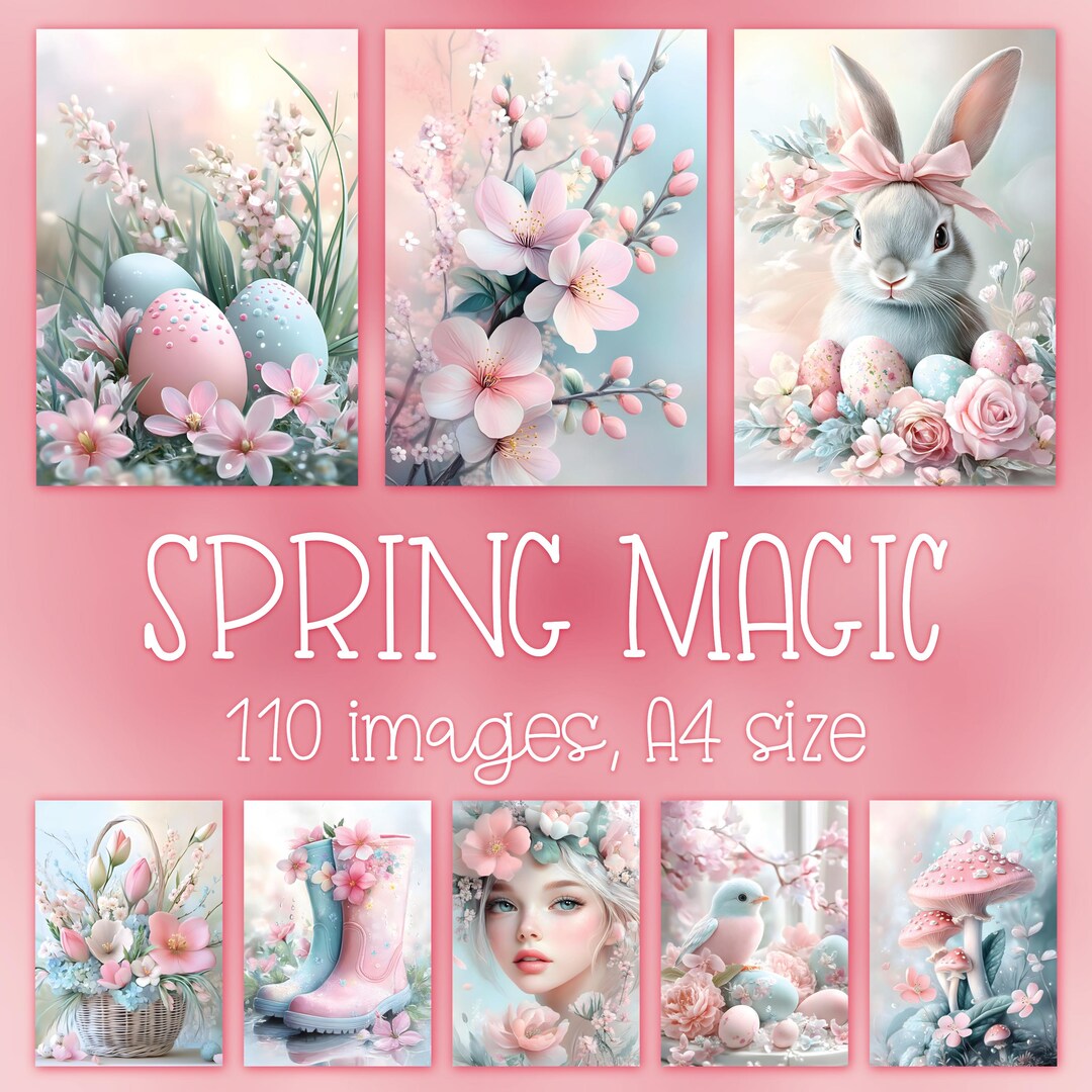 Spring and Easter Digital Paper Bundle: Junk Journal Pages & DIY Card ...