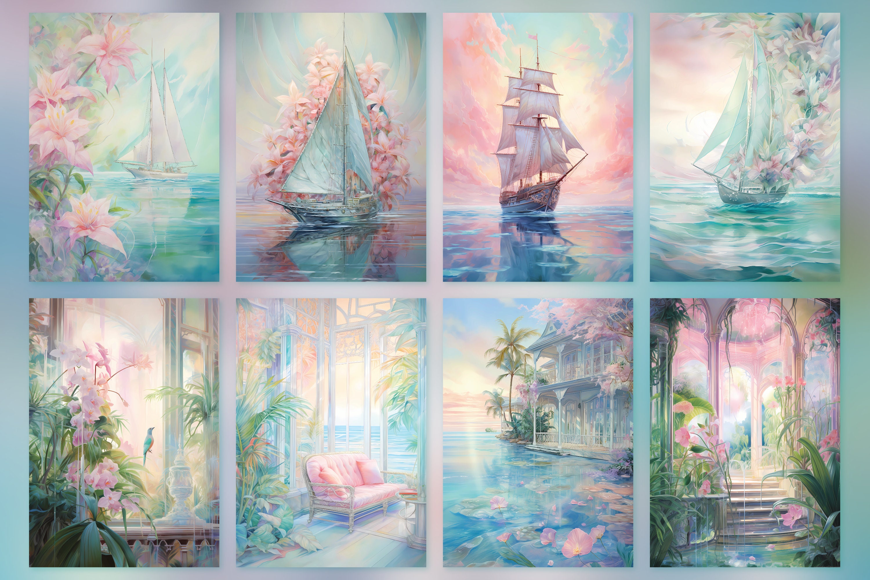 Tropical Paradise Printable Digital Papers. A4 Size, Single and Double ...