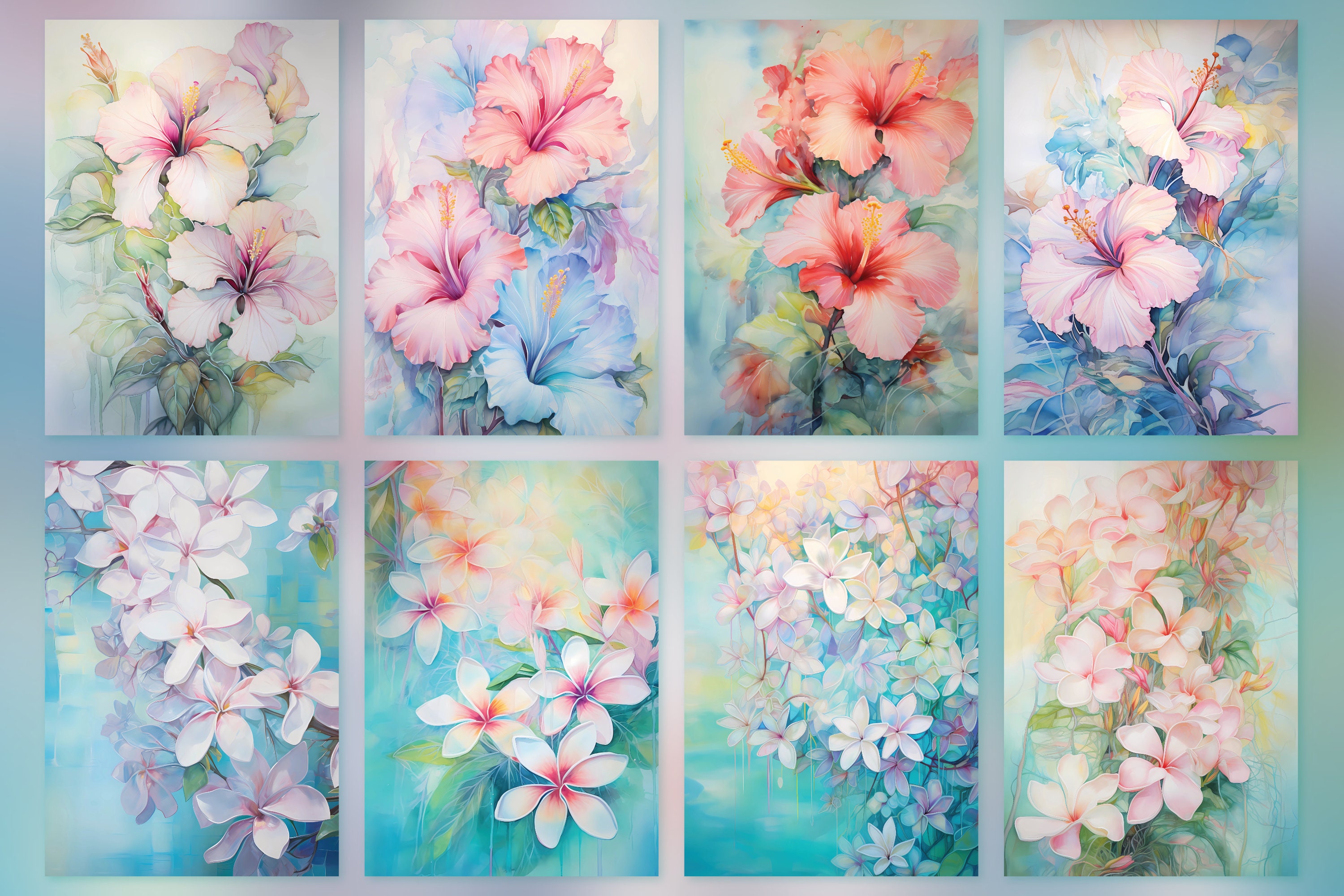 Tropical Paradise Printable Digital Papers. A4 Size, Single and Double ...