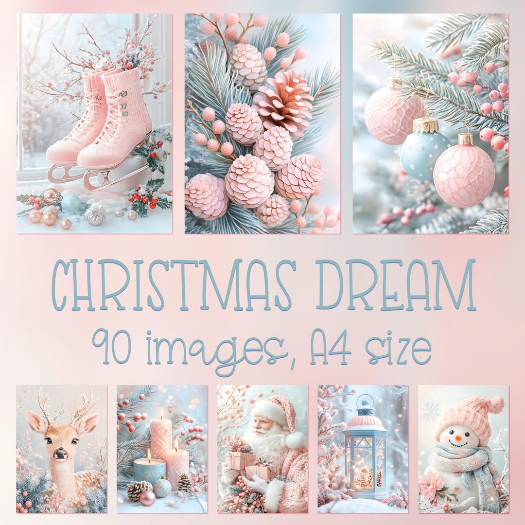 Pastel Christmas Digital Paper Bundle: Winter Junk Journal, DIY Card ...