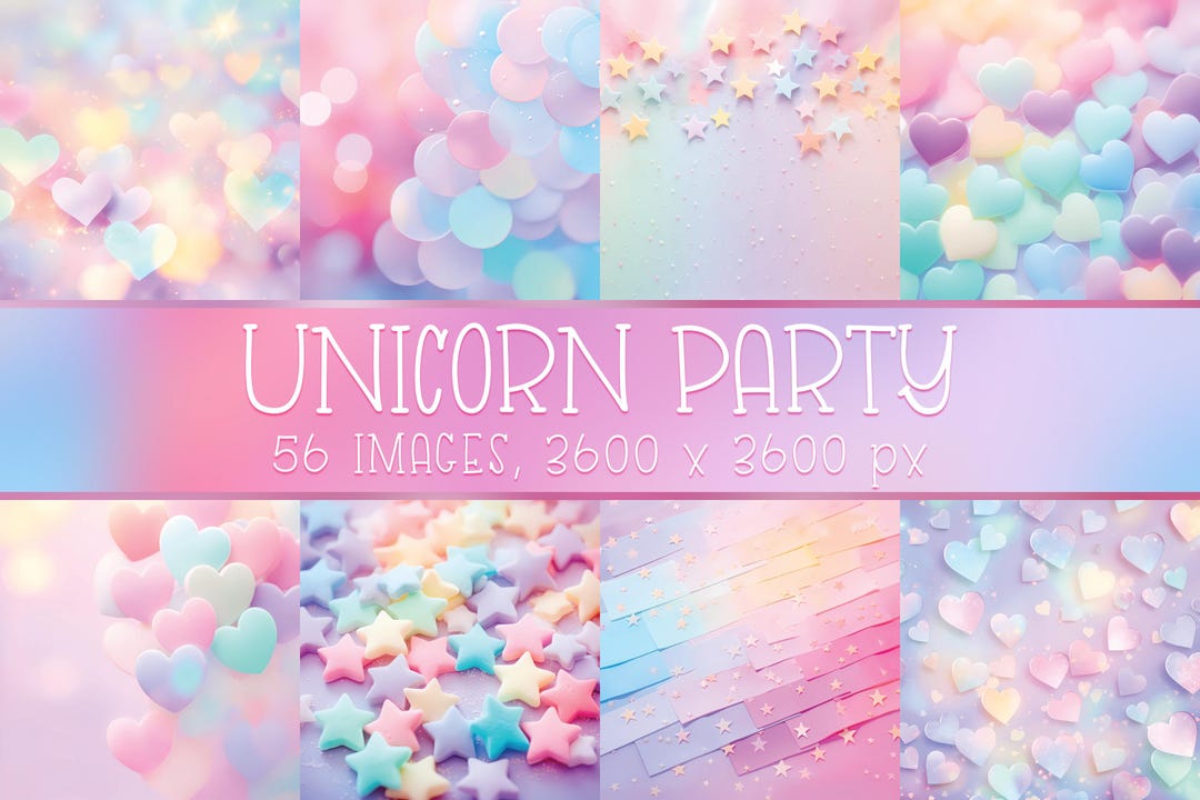 Unicorn Pastel Bokeh Digital Paper: Kids Party Backgrounds (digital ...