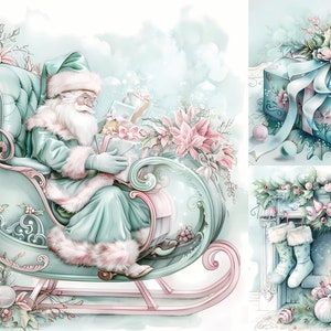 Mint Green Pink Christmas: Digital Paper Bundle, Scrapbooking & Crafts ...