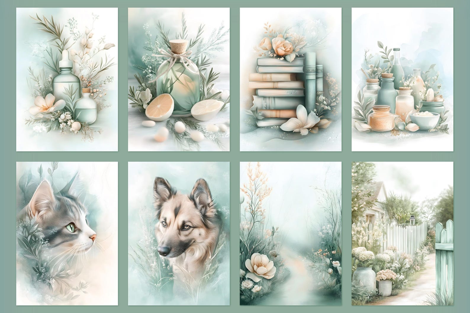 Herbal Journal Pages, Printable Digital Papers for Botanical Junk ...