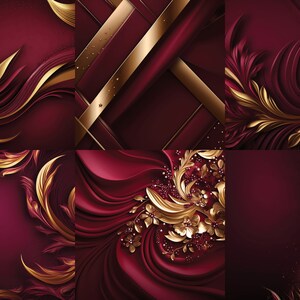Burgundy Gold Digital Paper: 50 Opulent Textures (PNG, 3600x3600 Px) - Etsy