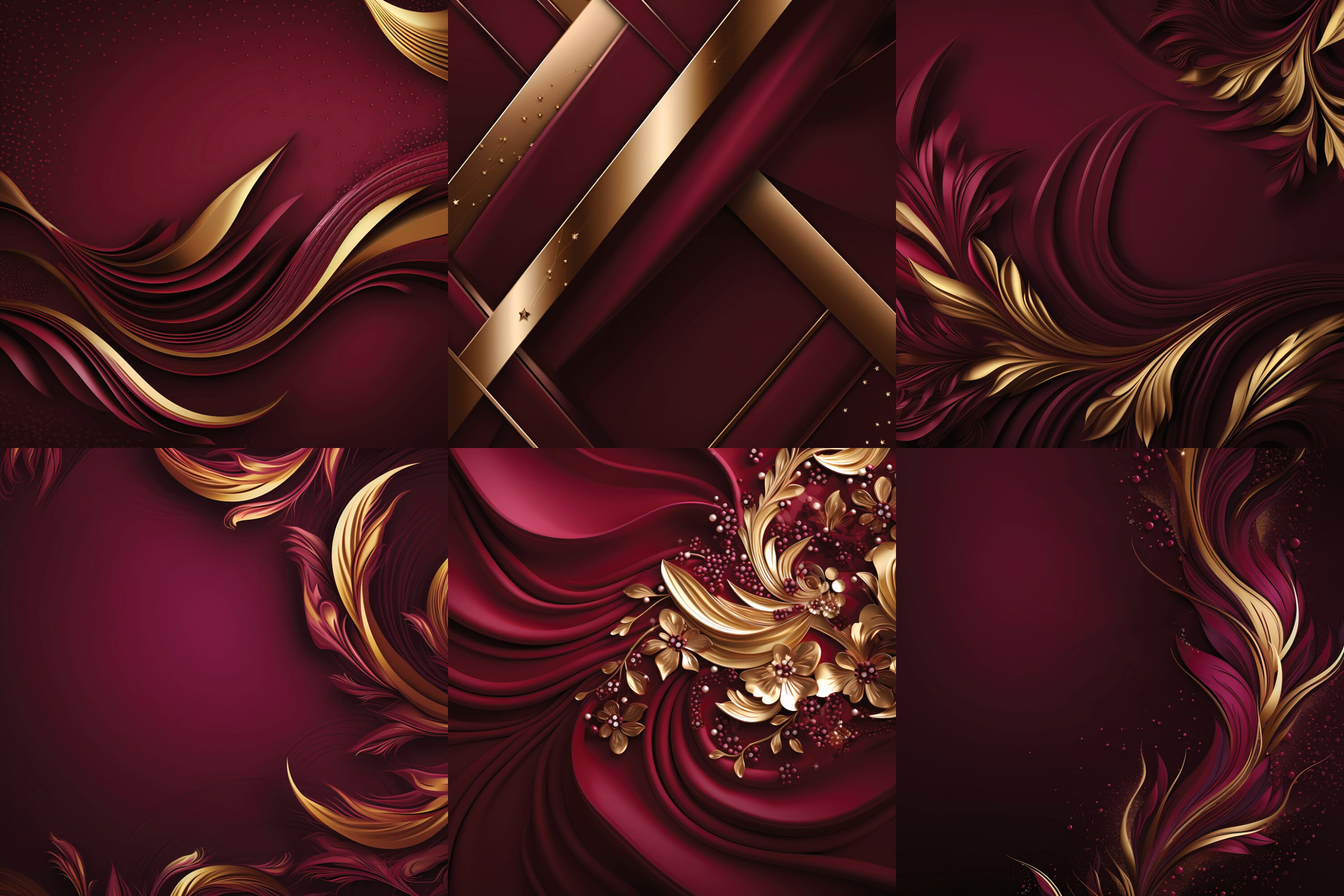 Burgundy Gold Digital Paper: 50 Opulent Textures (PNG, 3600x3600 Px) - Etsy