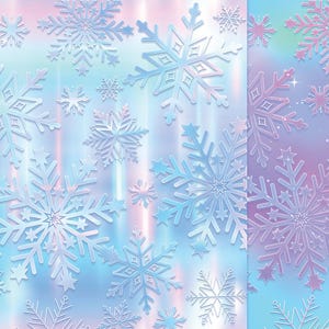 Pastel Snowflake Pattern Digital Papers: Christmas Winter Background ...