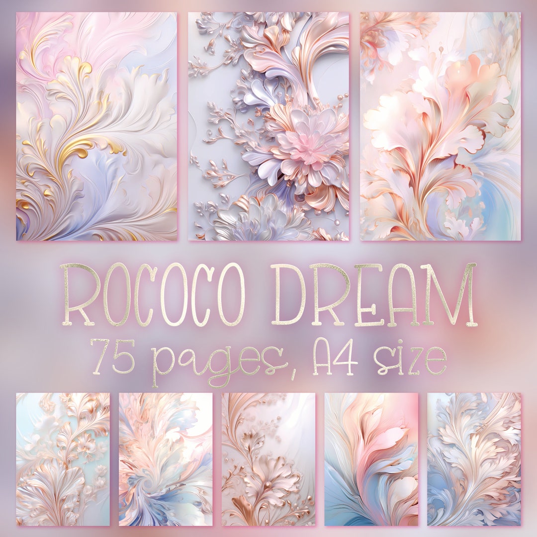 Rococo Junk Journal Pages: Pastel Gold Baroque Digital Paper (A4 ...