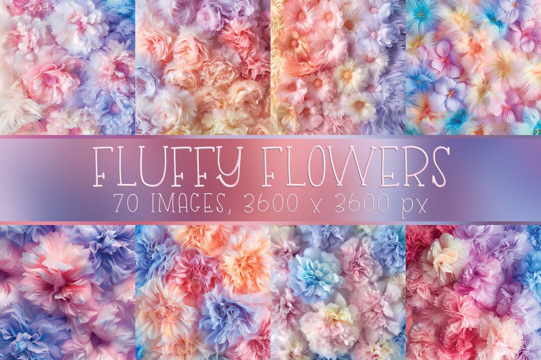 Pastel Fluffy Floral Printable Digital Papers for Sublimation, Cards ...